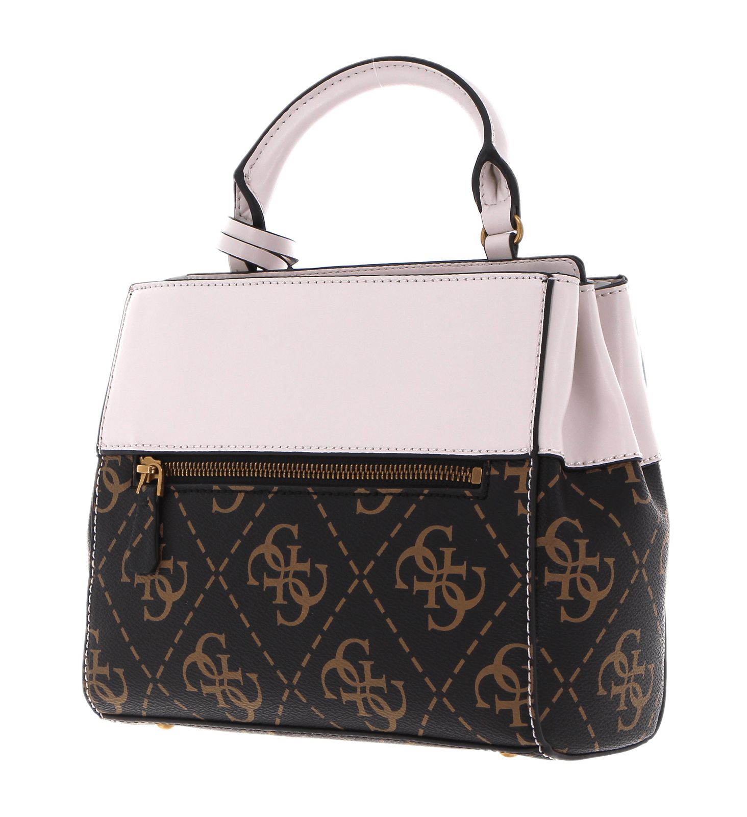 GUESS Double Compartment Satchel S Brown Logo / Stone | modeherz
