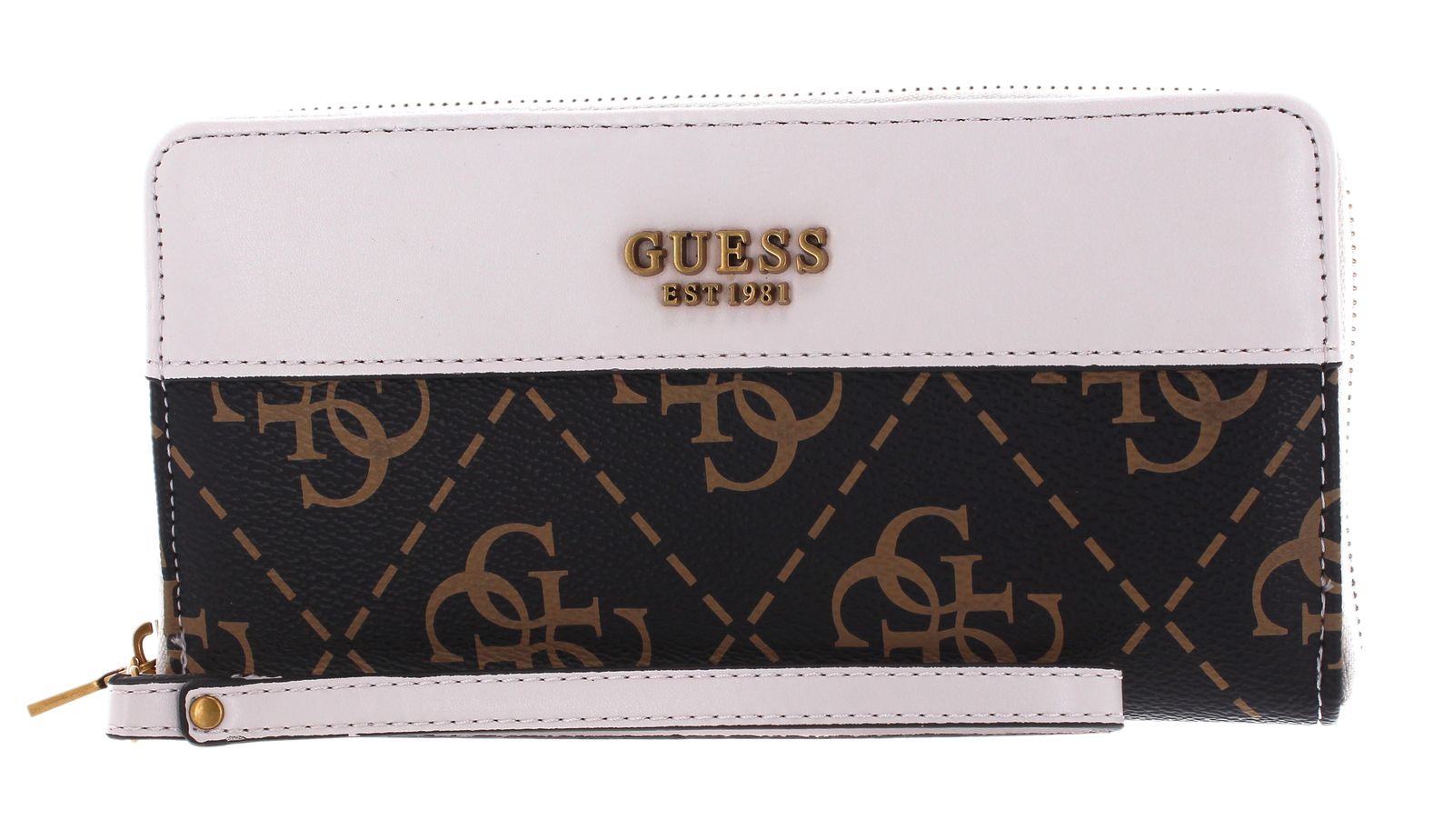 GUESS Geldbörse SLG Cheque Organizer Brown Logo / Stone | modeherz