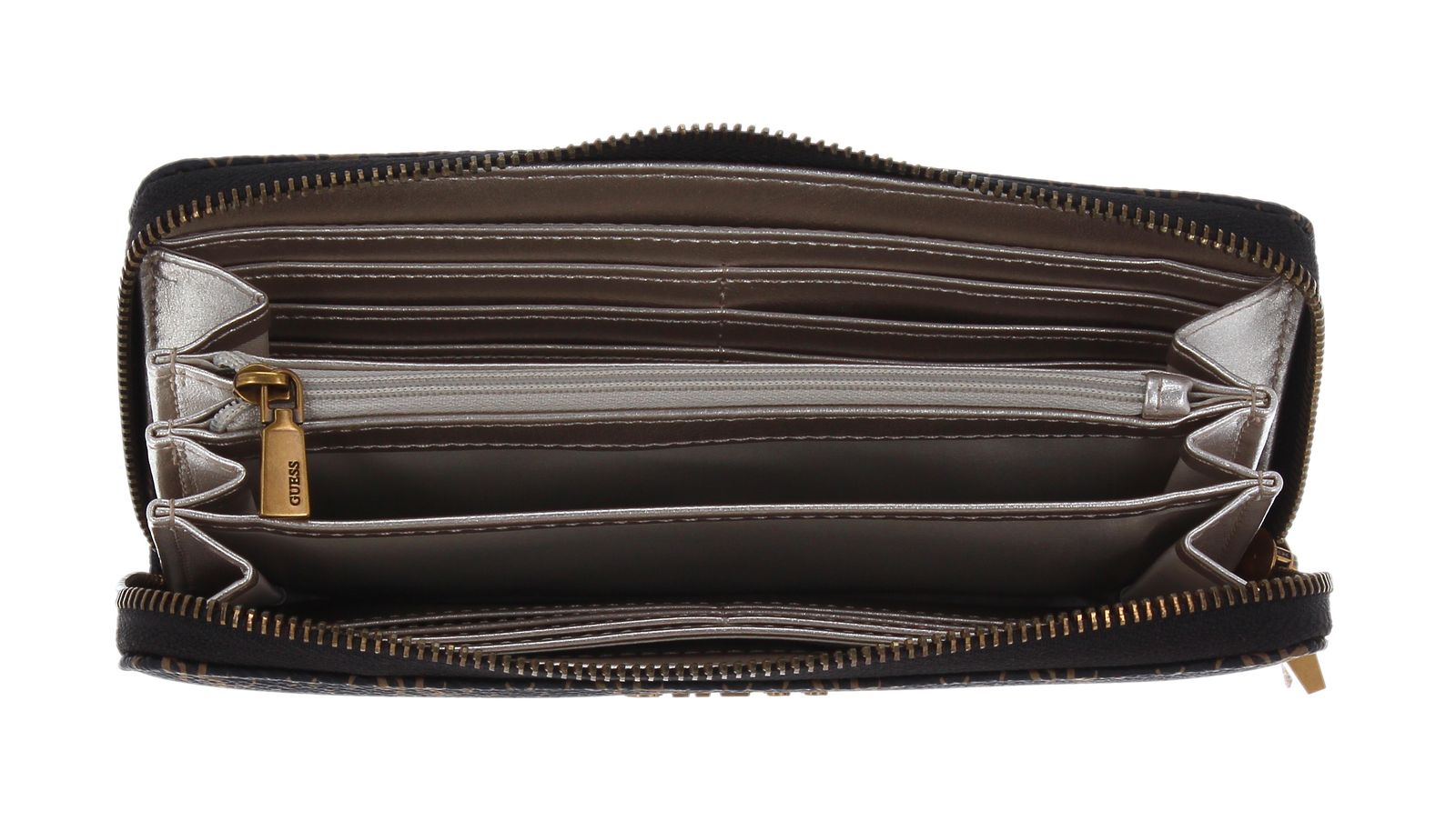 GUESS Zed SLG Zip Around Wallet L Brown Logo | Buy bags, purses ...