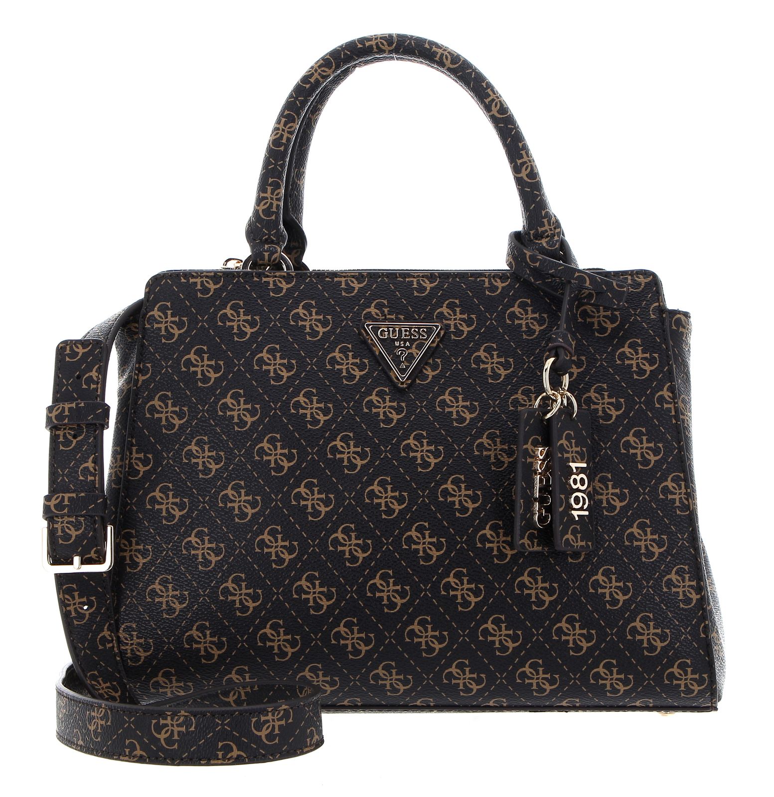 GUESS handbag Eco Elements Girlfriend Satchel Brown Logo | Buy bags ...