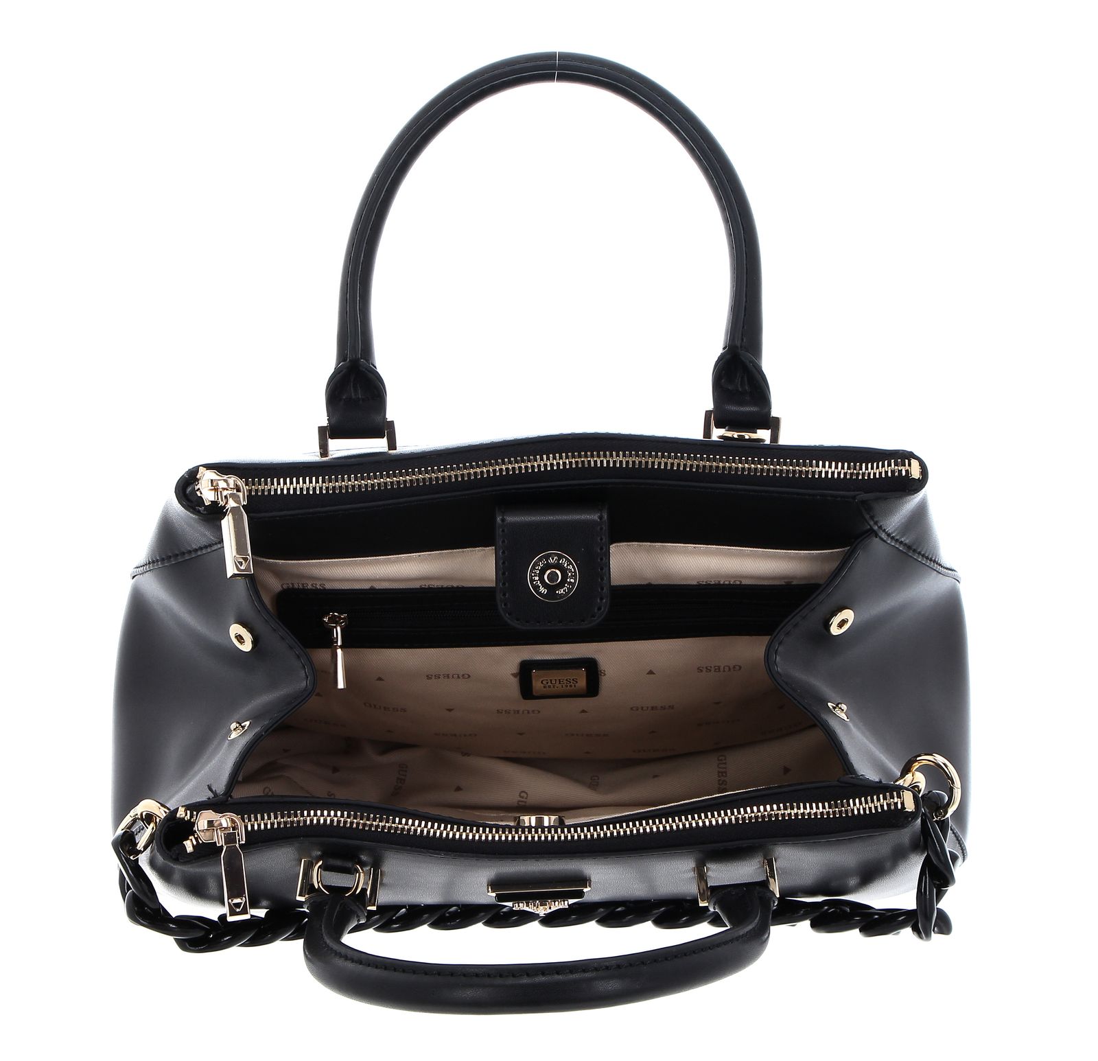 GUESS Handtasche Corina Status Satchel Black | modeherz