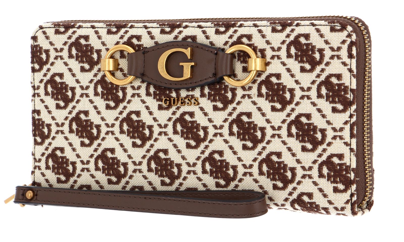 GUESS Geldbörse Izzy Cheque Organizer Brown Logo | modeherz