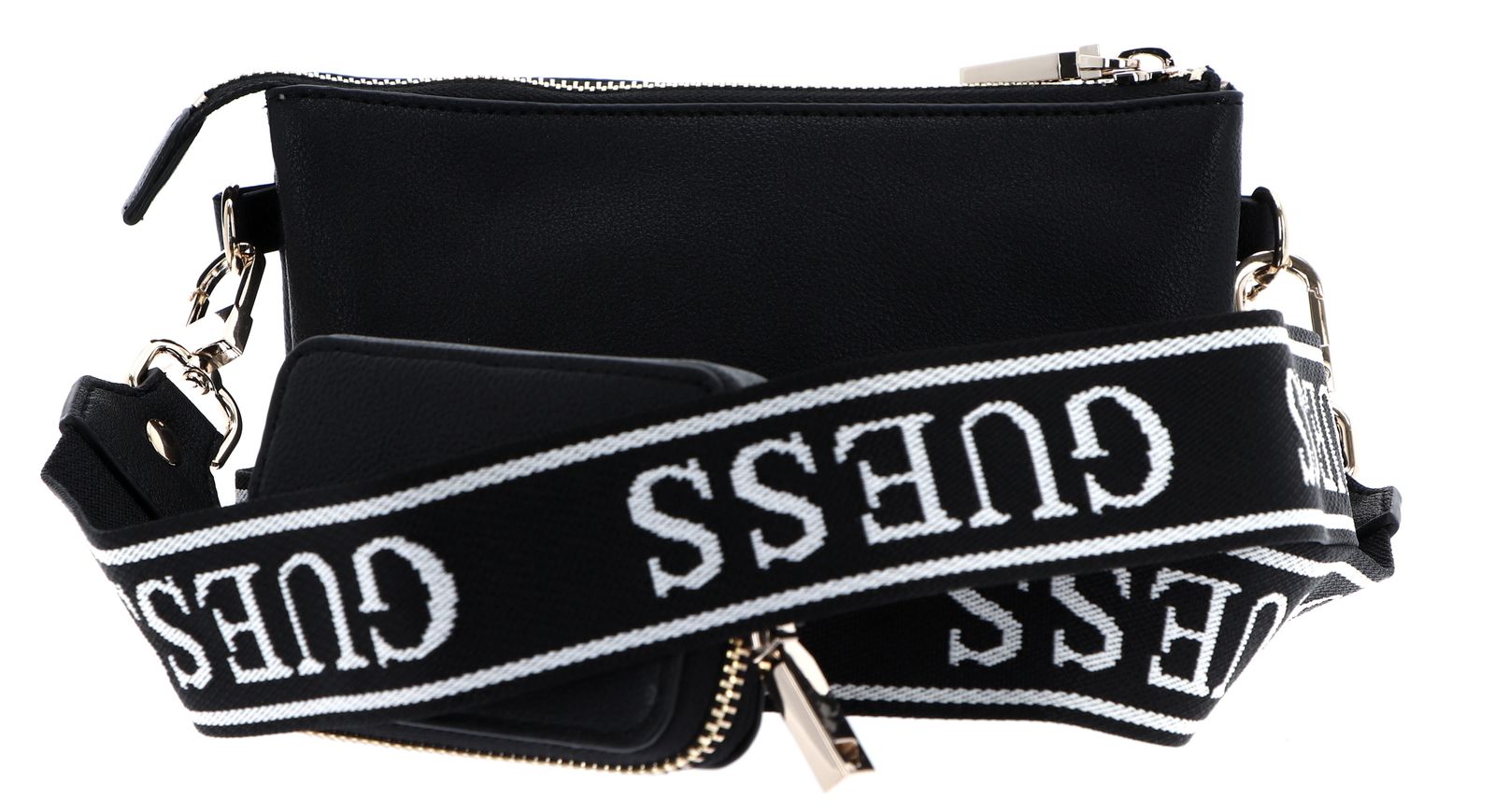 GUESS Mini Tri Compartment Top Zip Black | modeherz