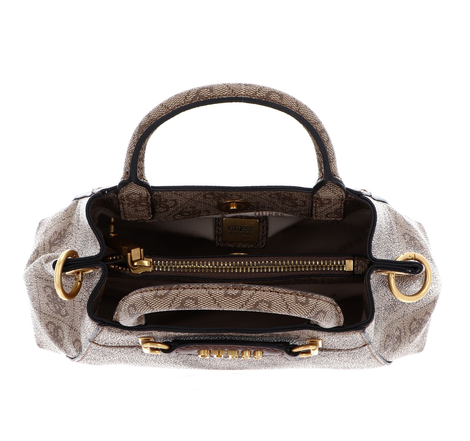 GUESS Umhängetasche Emera Logo Mini Satchel Latte Logo | modeherz